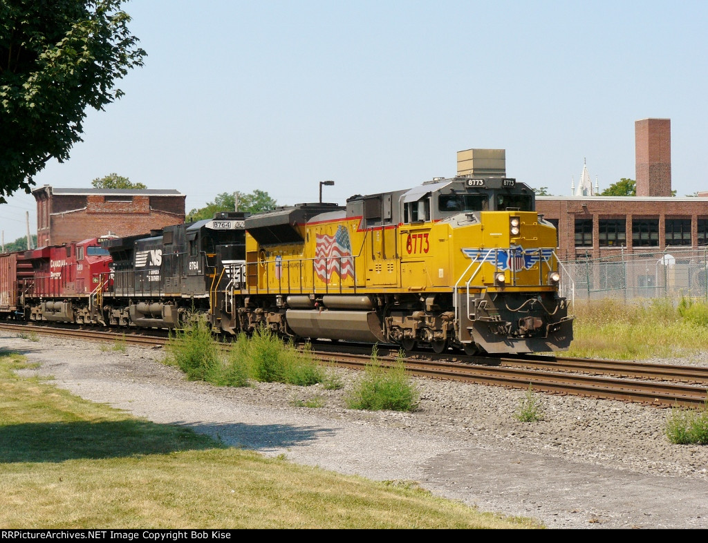 A colorful 36Q is eastbound on No. 1 at 12:14 p.m.